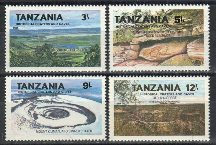 Tanzania Stamp 698A-698D - Craters and Caves | Africa - Tanzania, Stamp ...