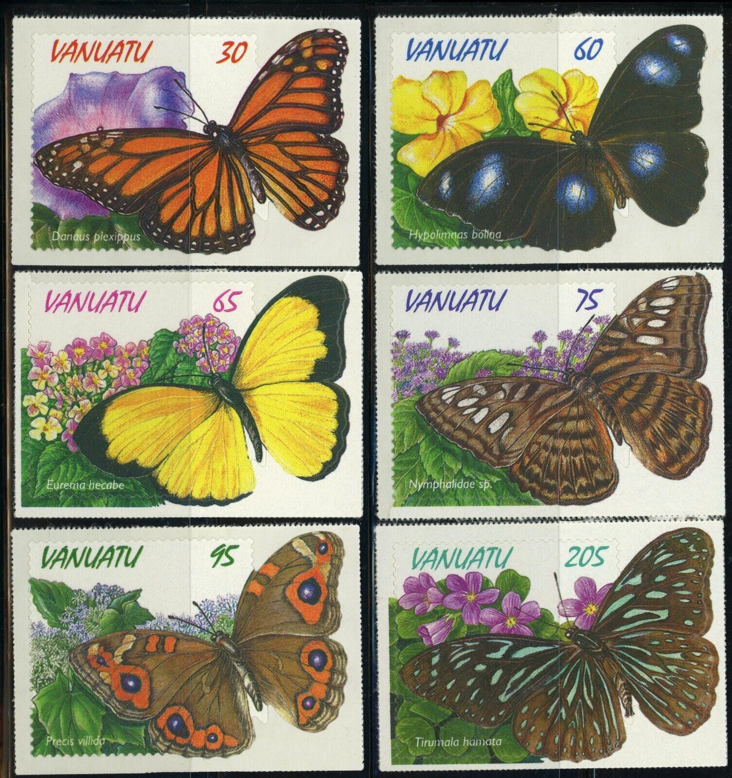 Vanuatu #721-726 Butterflies Insects Nature Postage Stamps Topical 1998 ...