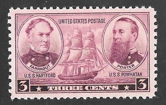 792 3 cents Farragut & Porter (1937) Stamp mint OG NH EGRADED XF 90 XXF ...