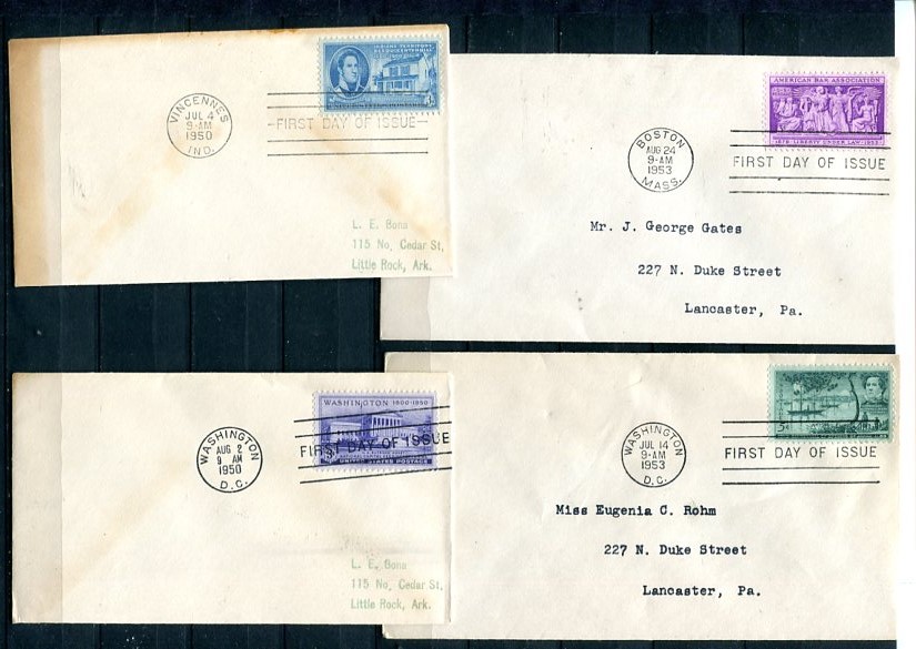 USA 1950 1953 Four First Day issues Covers 7691 | United States, Stamp ...