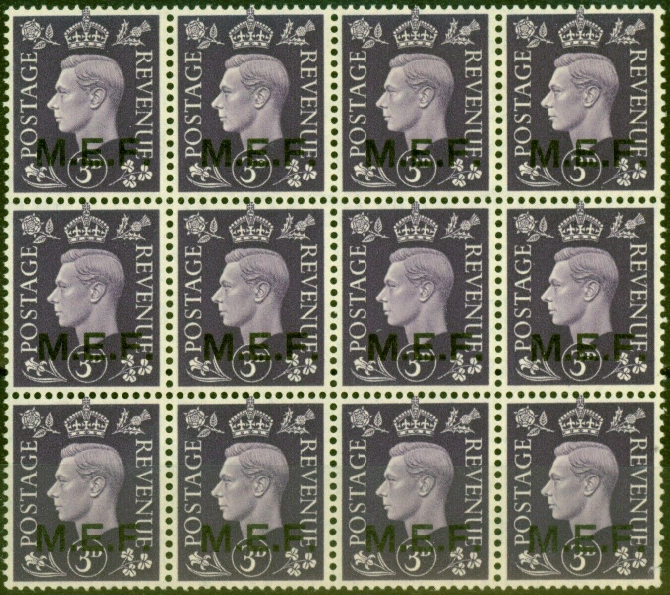 Middle East Forces 1942 3d Violet SGM4 Very Fine MNH Block of 12 ...