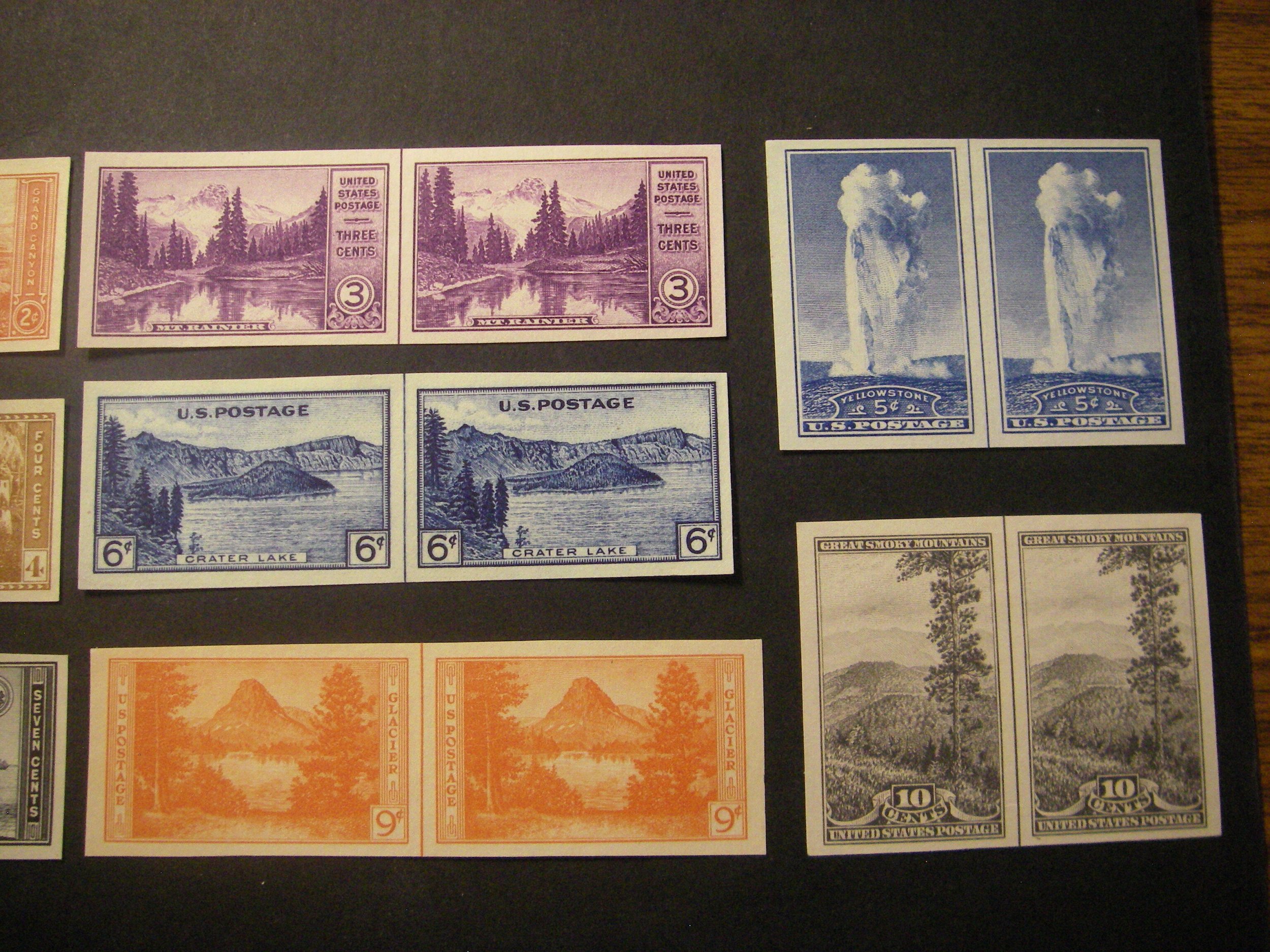 Scott 756 - 765, 1c - 10c IMPERF National Park Pairs w Vertical Line ...