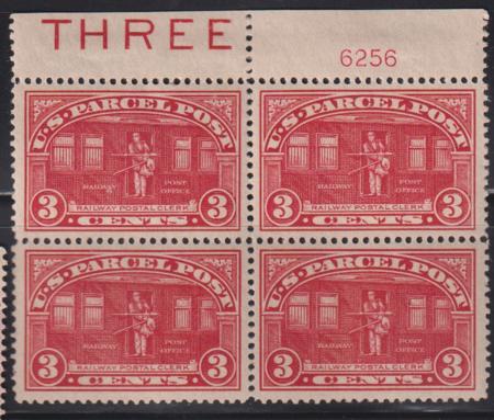 US Parcel Post #Q3 LH Mint XF - SUP Plate# Imprint block of 4 Cat Value ...