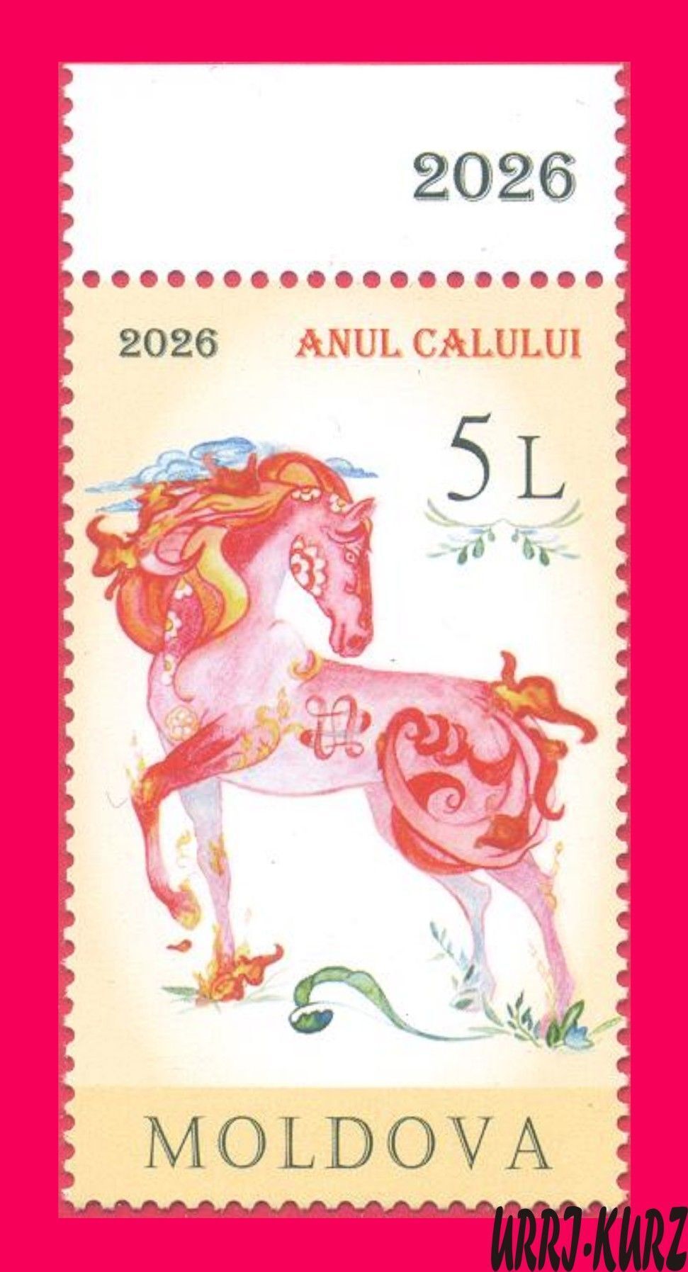 MOLDOVA 2026 Year Red Fire Horse China Eastern Lunar Calendar Animals ...