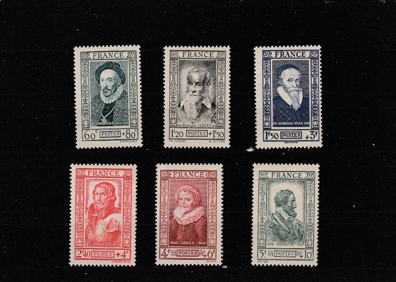 France Scott# B161-B166 MH (16th Century Frenchmen) | Europe - France ...