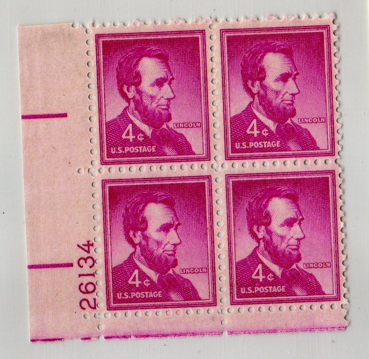 1036a 4c Lincoln 26134 LL Plate Block | United States, General Issue ...