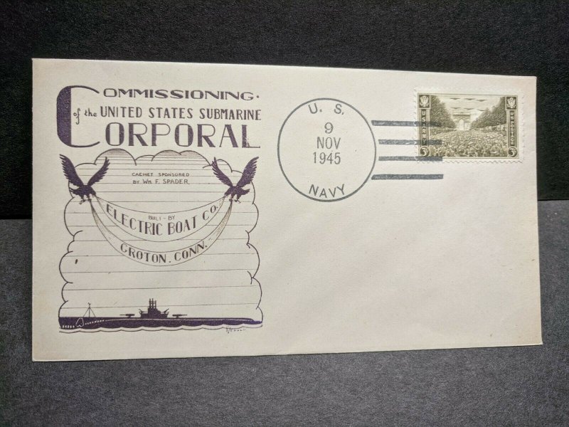 Submarine USS CORPORAL SS-346 Naval Cover 1945 HERALD Commissioned ...
