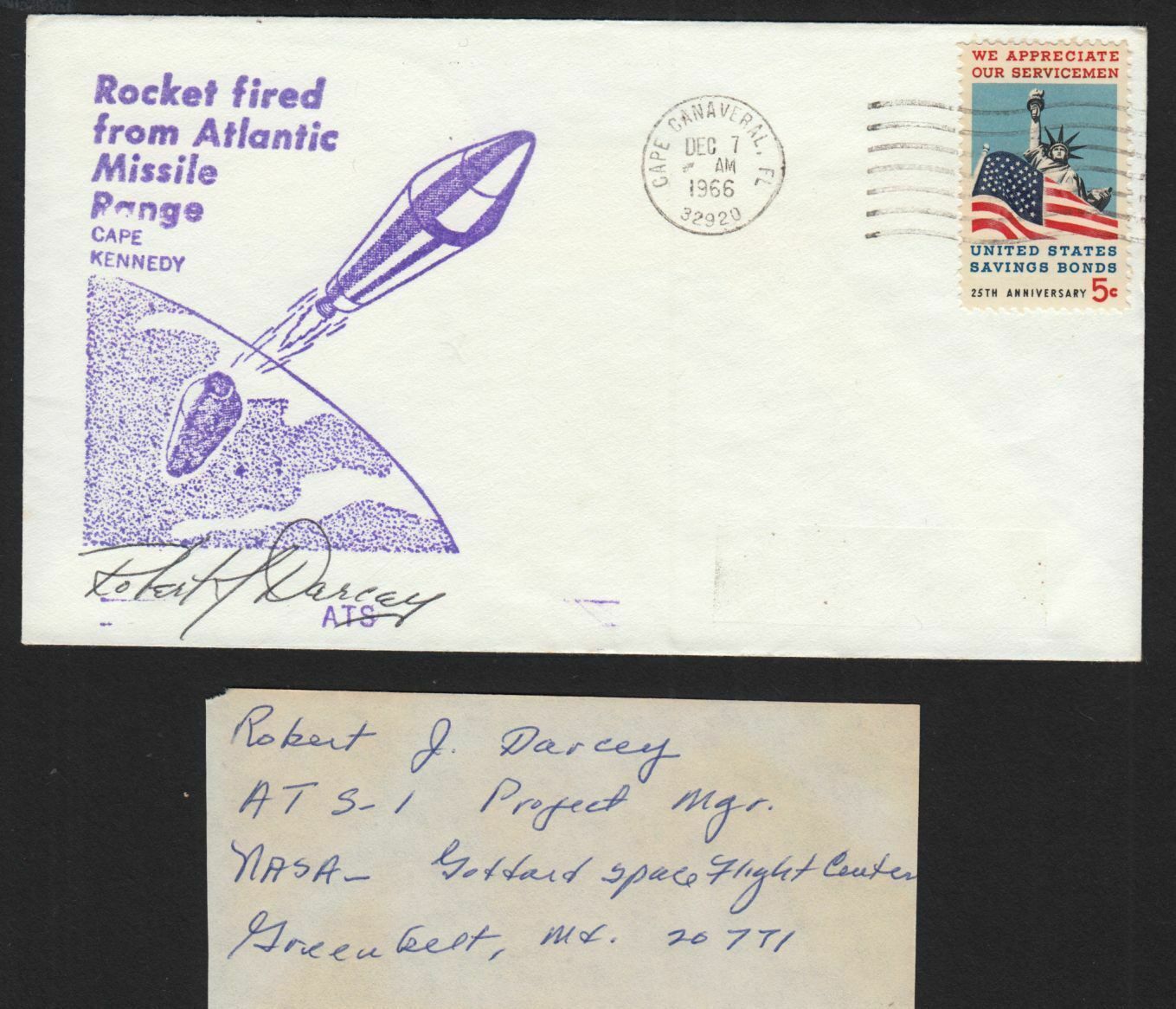 1966 ATS-1 first geostationary satellite launch Cape Kennedy, signed ...