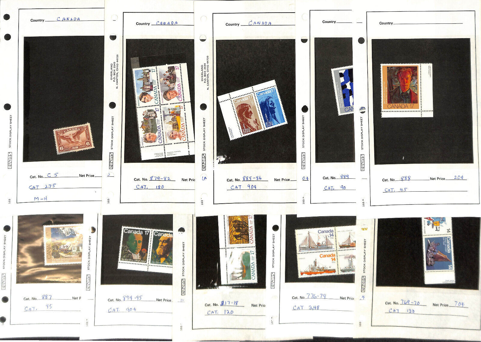 Canada Stamp Collection on 33 Dealers Cards, Neatly Identified | Canada ...
