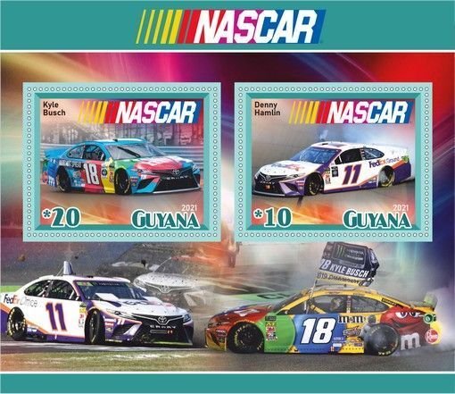 Stamps. Cars. Nascar 2021 year 1+1 sheets perforated Guyana | Africa ...