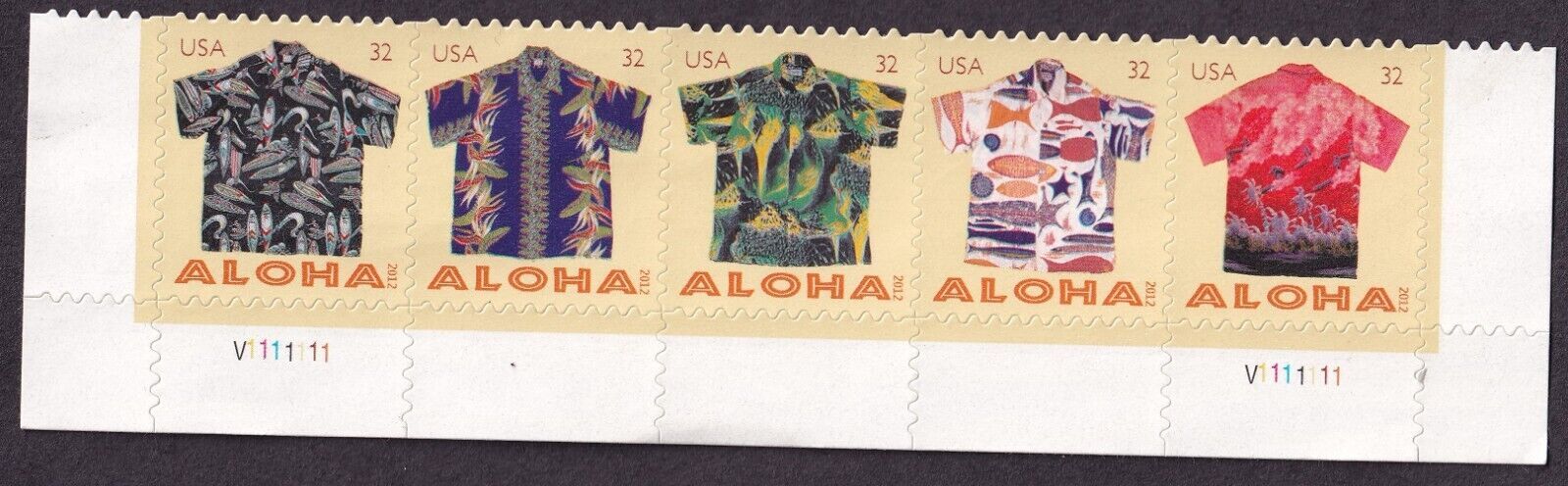 Scott #4596a (4592-96) Aloha T-Shirts Strip of 5 Stamps - MNH Black ...