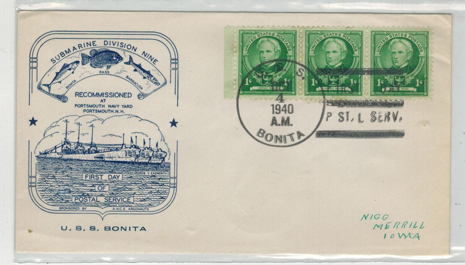 1940 Navy Submarine USS Bonita Recommissioned Portsmouth Navy Yard ...