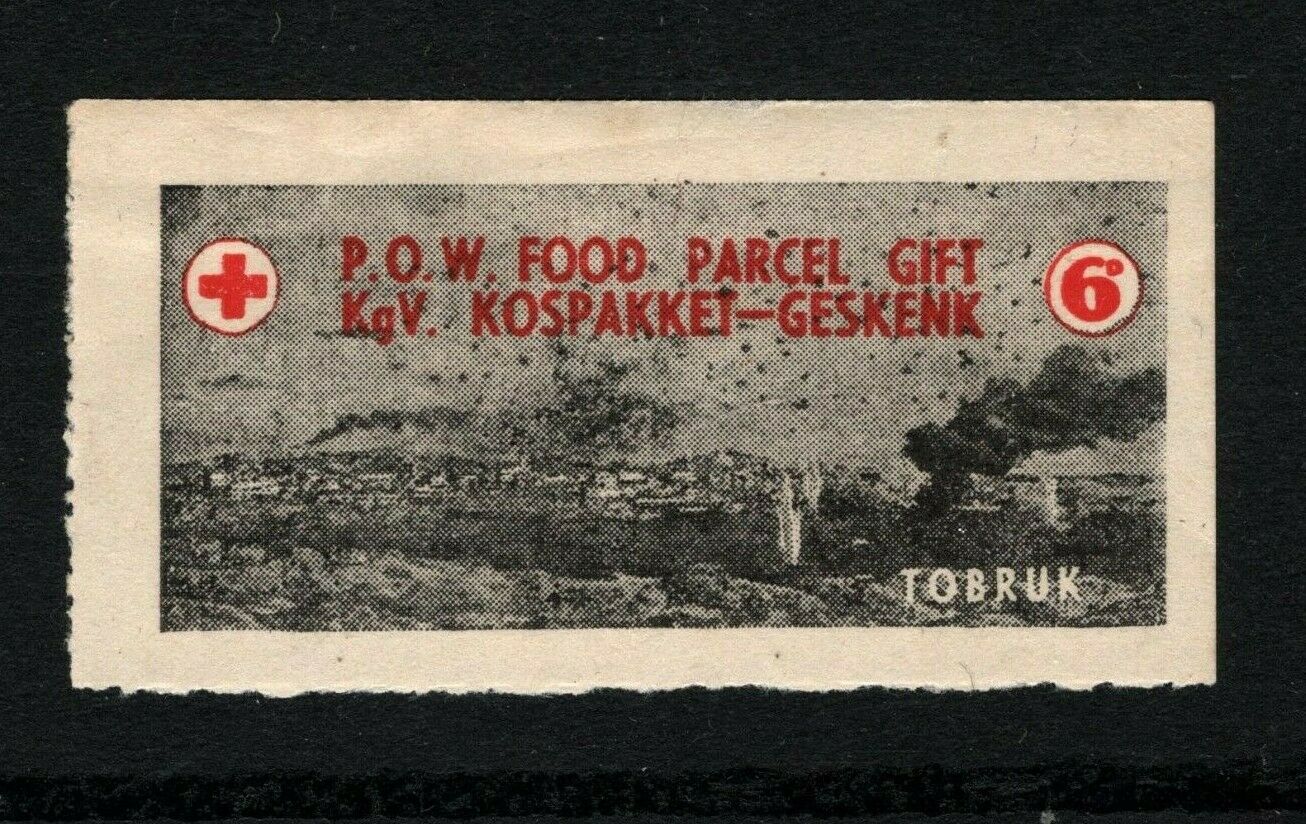 SOUTH AFRICA WW2 6d CHARITY STAMP Red Cross POW Food Parcel Gift Tobruk ...