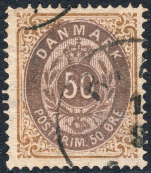 DENMARK 1875 SC #33b, VF 50 ore, P-14x13.5, Inverted Frame $32.50 *Bay ...