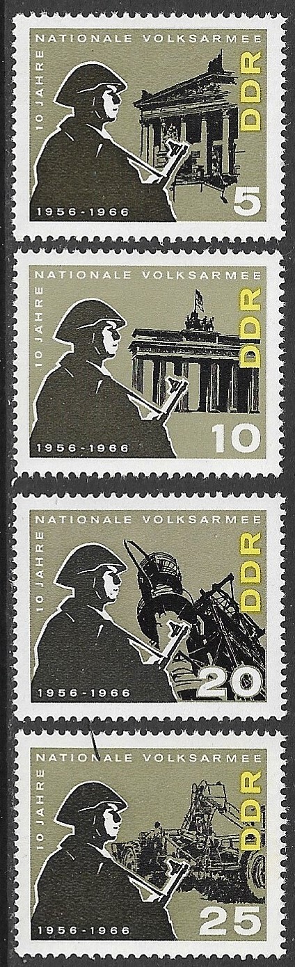 EAST GERMANY DDR 1966 People's Army Anniversary Set Sc 815-818 MNH ...