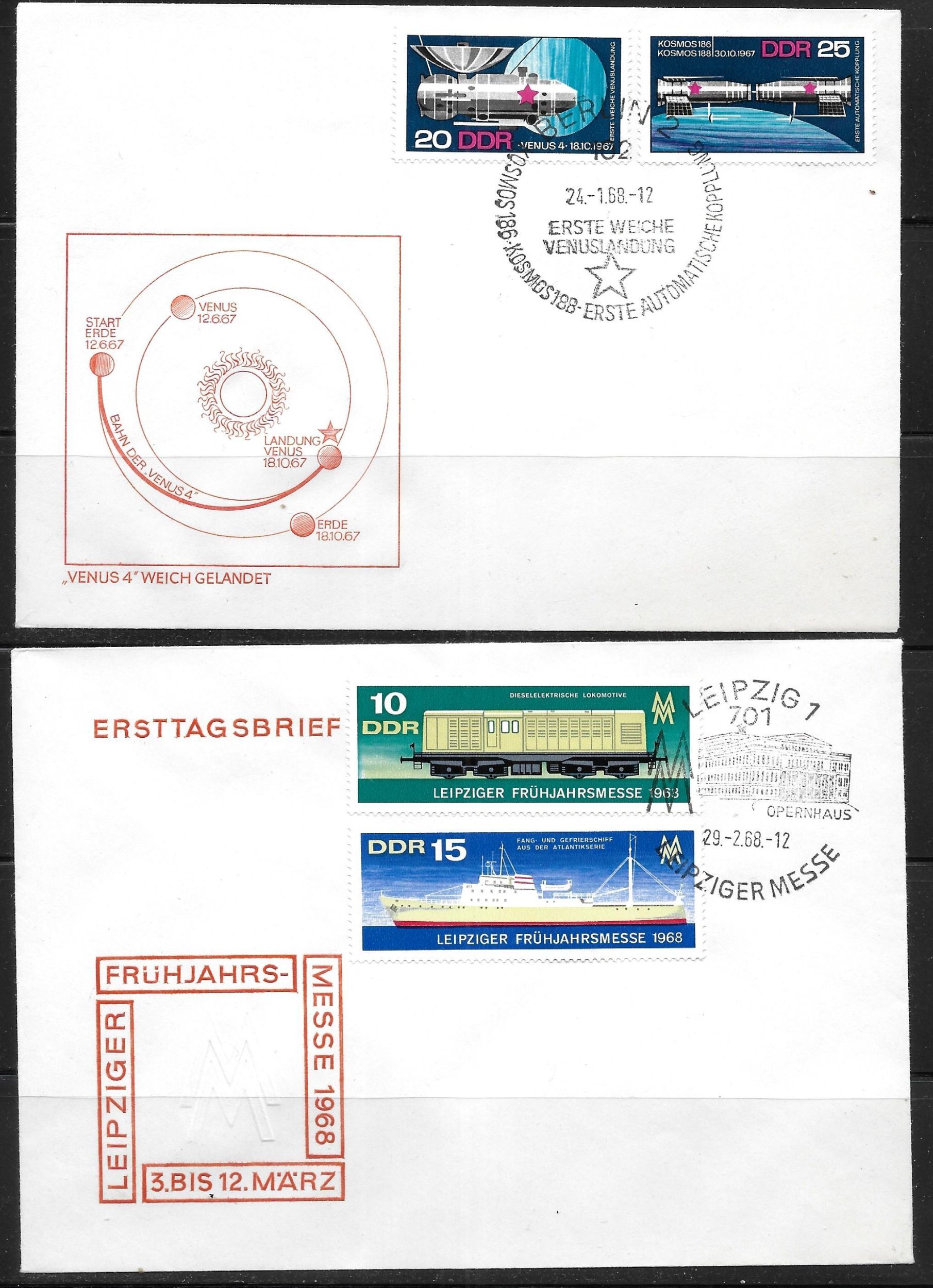 DDR German Democratic Republic 1968 FDC's 985-86, 987-89, 990-91, 992 ...