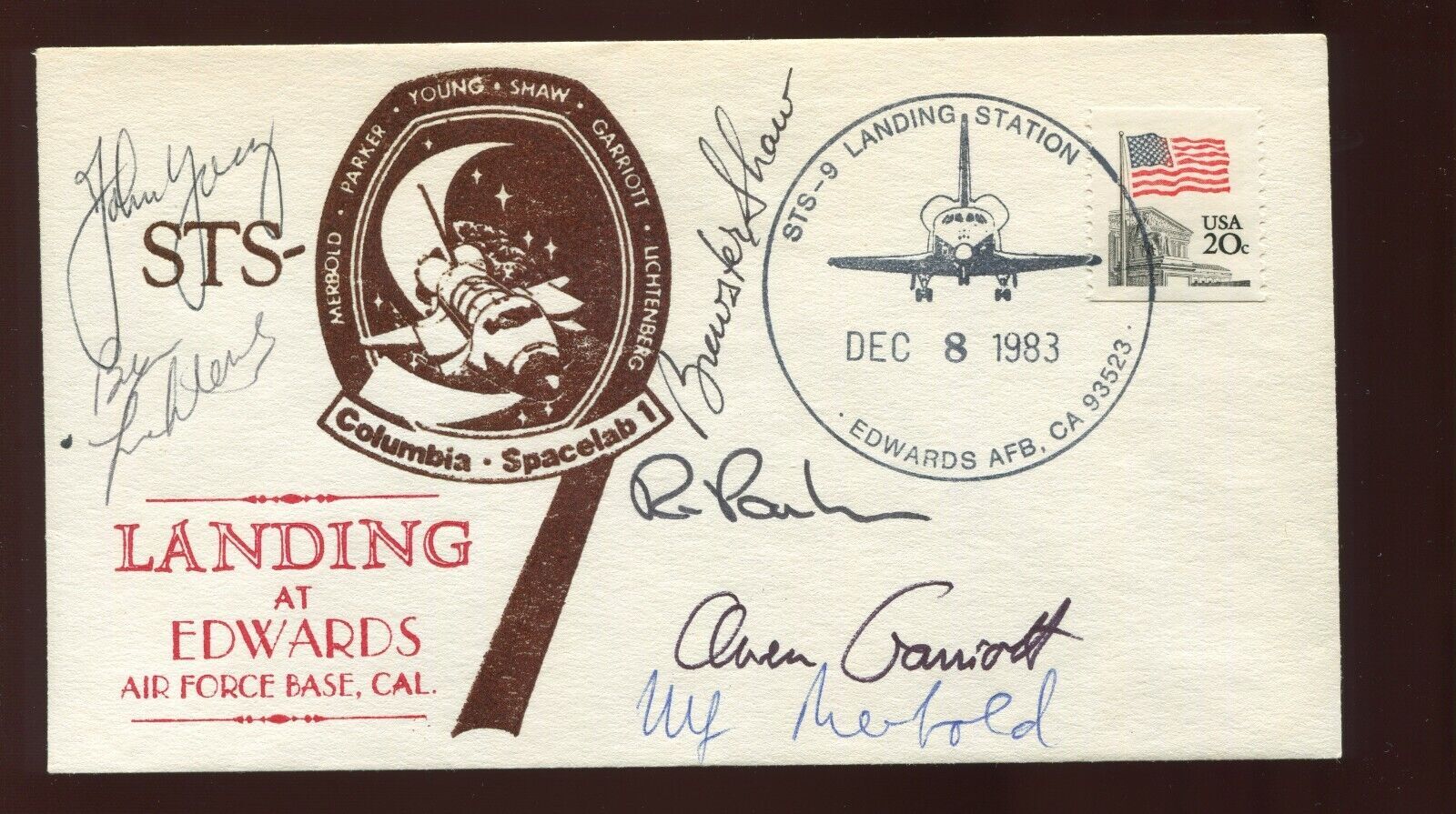 Sts-9 Astronaut Crew Signed Shuttle Landing Cover Lv5322 | United ...
