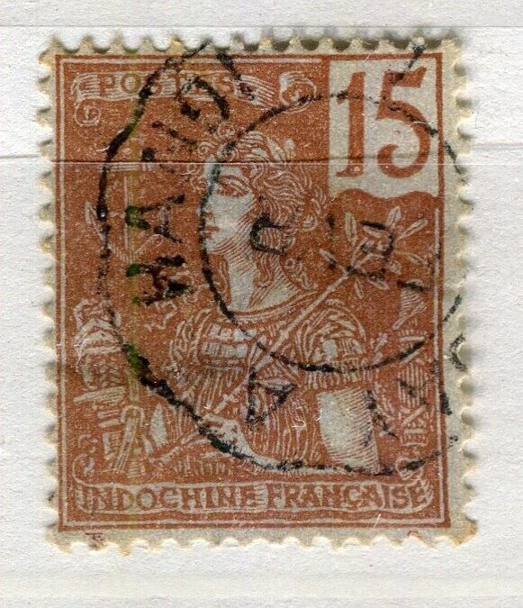 FRENCH COLONIES; INDO-CHINE early 1900s used grasset type 15c. value ...