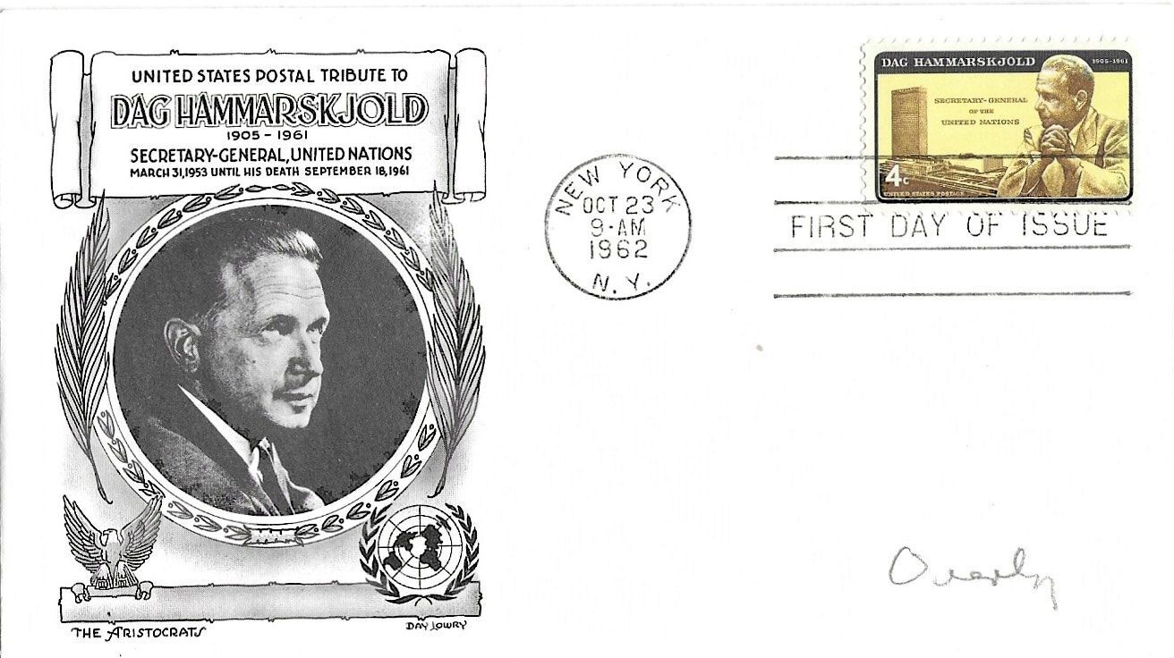1962 FDC, #1203, 4c Dag Hammarskjold, Aristocrats-Lowry & Anderson ...