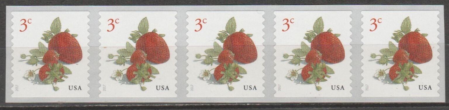 5201, 10K, Strip-5 W/Bk#7840, " Strawberries " MNH. 03 cent | United ...
