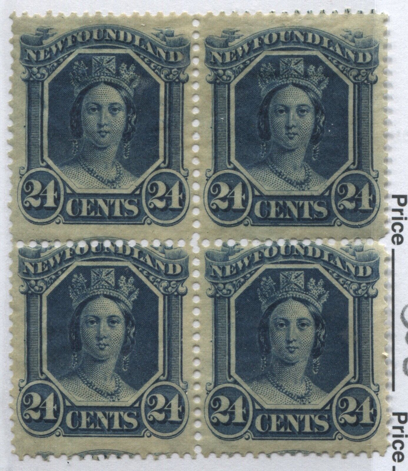Newfoundland QV 1865 24 cents block of 4 mint o.g. hinged | Canada ...