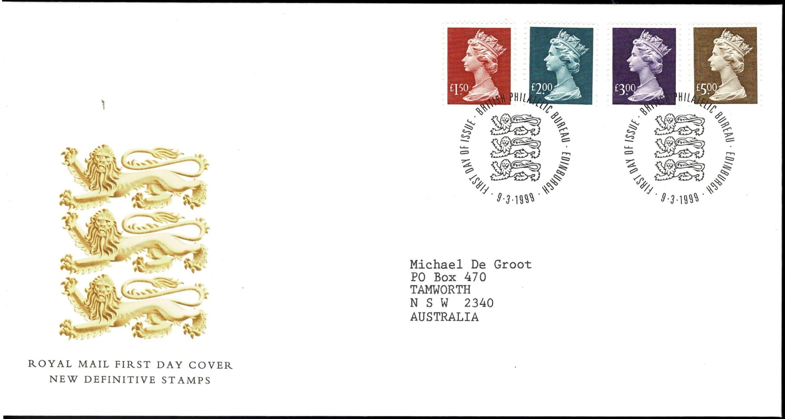 Great Britain 1999 Queen Elizabeth High Value Definitives FDC | Great ...