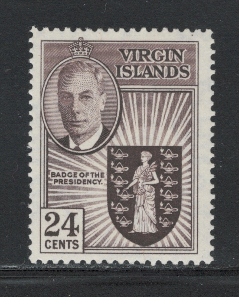 Virgin Islands 1952 King George VI & Badge of the Presidency 24c Scott ...