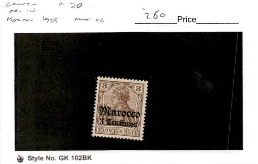 Germany Offices Morocco, Postage Stamp, #20 Mint Hinged, 1905 (AB ...