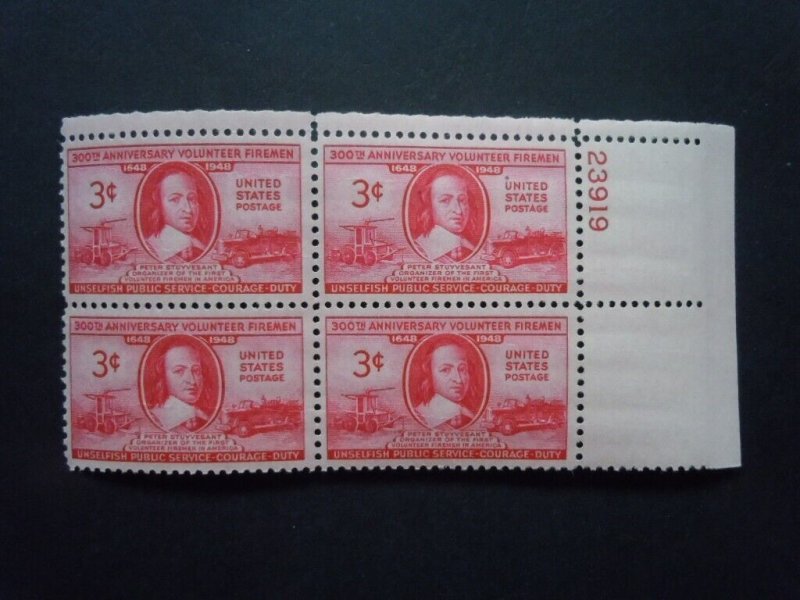#971 3c Volunteer Firemen Plate Block #23919 UR MNH OG VF "Includes New ...