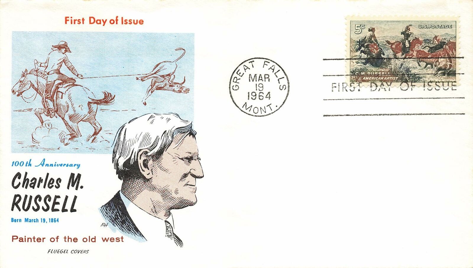 1243 5c CHARLES M. RUSSELL - Fluegel cachet U/U | United States ...