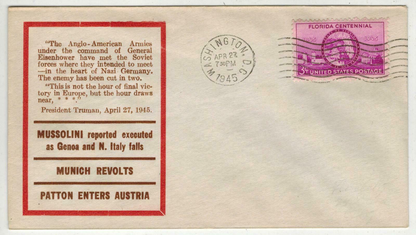 WW2 Patriotic 1945 Mussolini Reported Executed - Patton Enters Austria ...