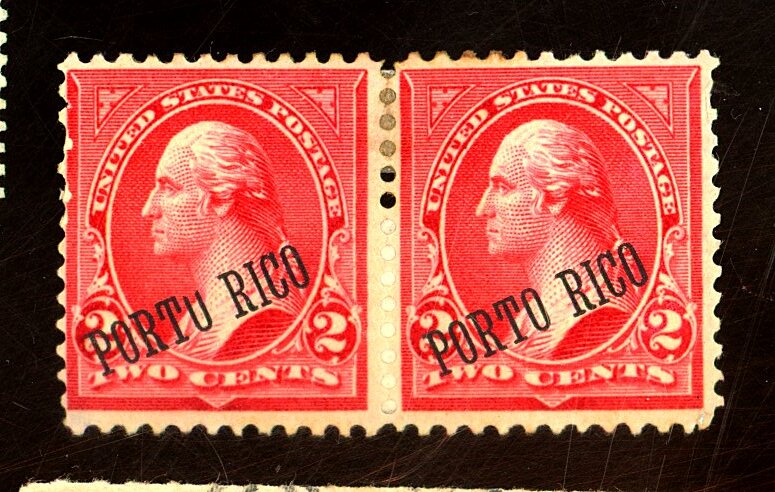 Puerto Rico 211 Mint Pair Left STP Porta Paper on Back | United States ...