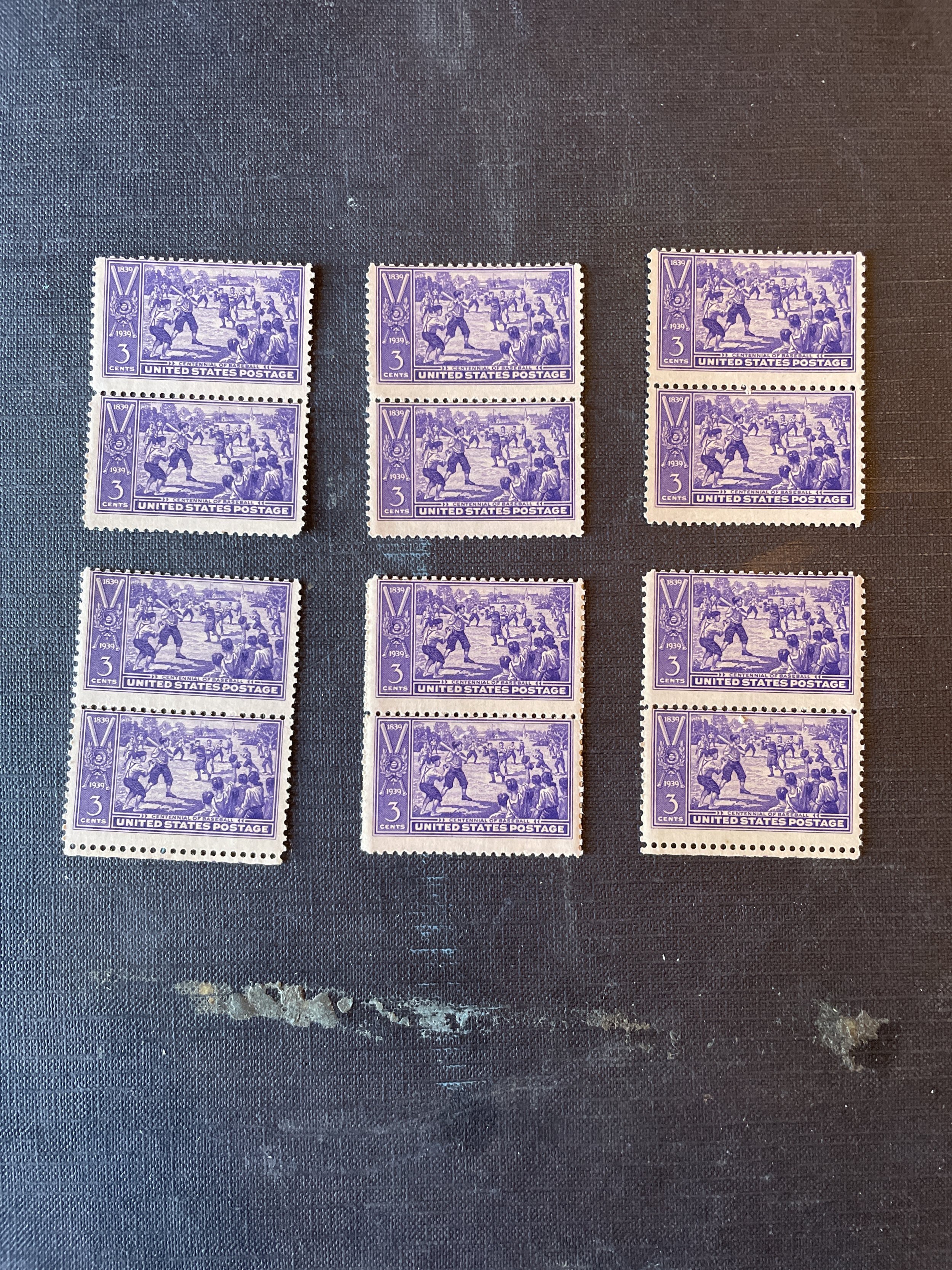 Scott#855 (6) pairs 1939 100 year anniversary of baseball | United ...