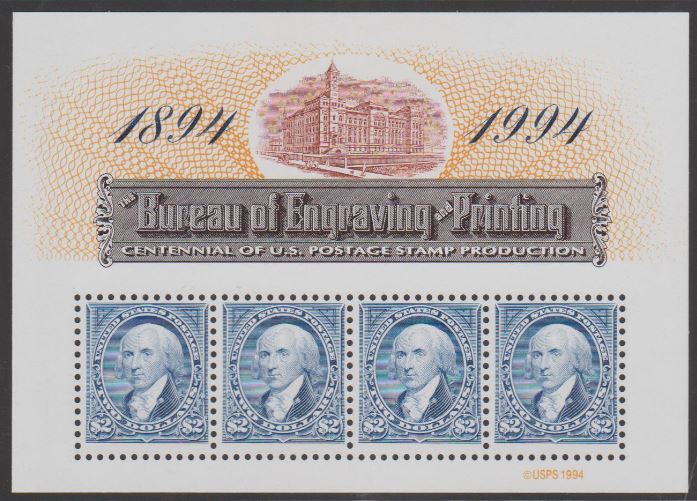 U.S. Scott #2875 James Madison $2 Stamps - Mint NH Souvenir Sheet ...