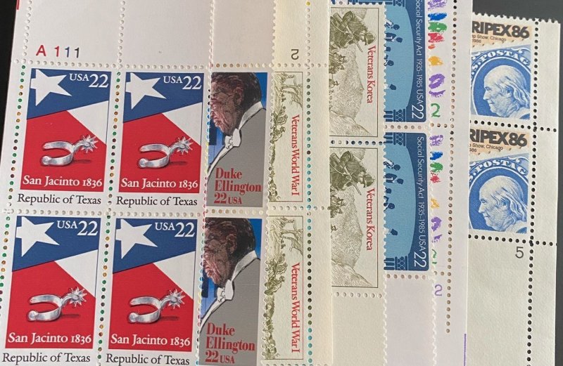 United States 10 Different 22¢ Plate Blocks | United States, Stamp ...