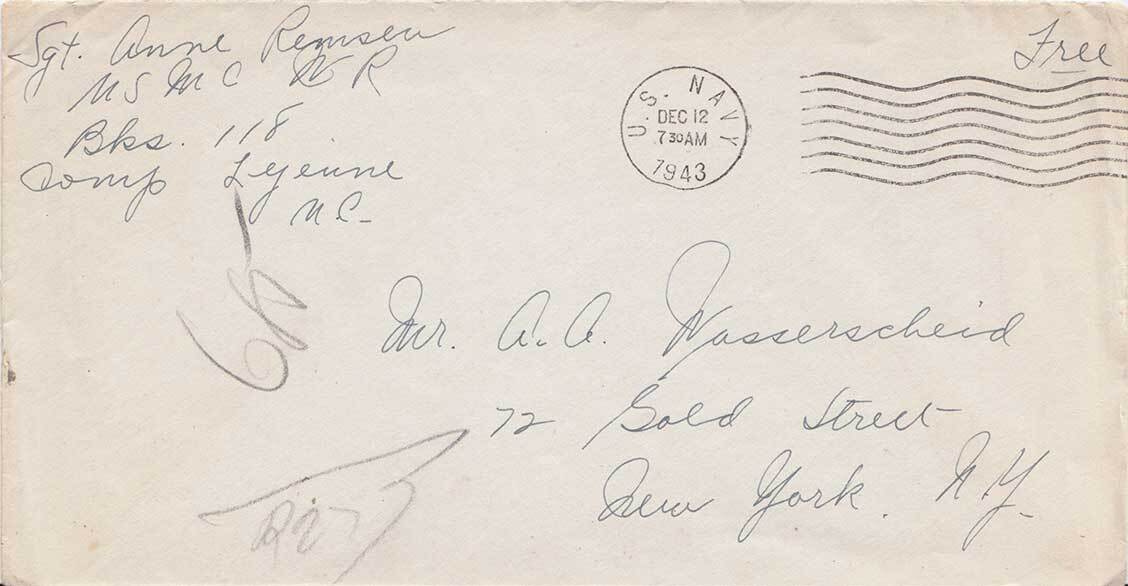 United States Marine Corps Soldier's Free Mail 1943 U.S. Navy Marine ...