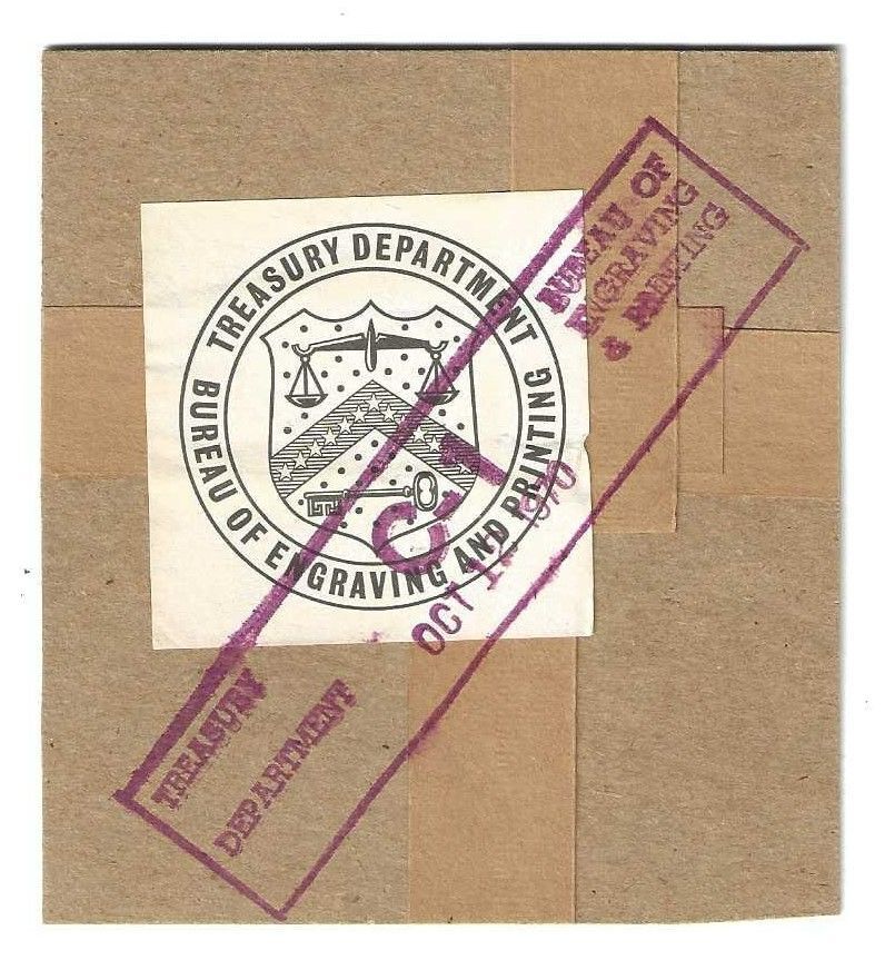 Treasury Department, Bureau of Engraving and Printing seal, 1970, on ...