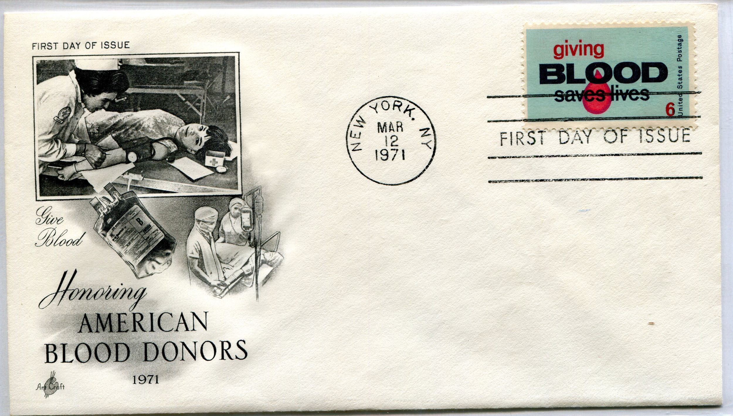 1425 6c Giving Blood Saves Lives, Art Craft First Day Cover | United ...
