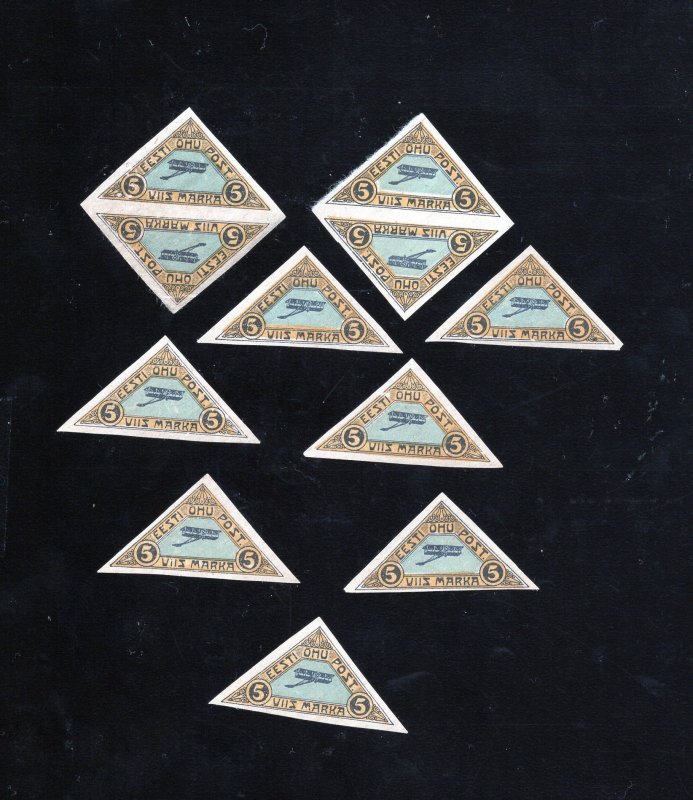 1920 Estonia Eesti Unused Airmail Triangle stamps Mi 14 NH Biplane ...