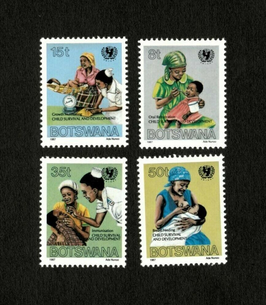 Botswana 1987 - Scott# 397-400 - U.N. Child Survival - Set of 4 Stamps ...