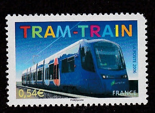 France # 3261, Tram -Train, Mint NH, Clipped Corner, 1/4 Cat. | Europe ...