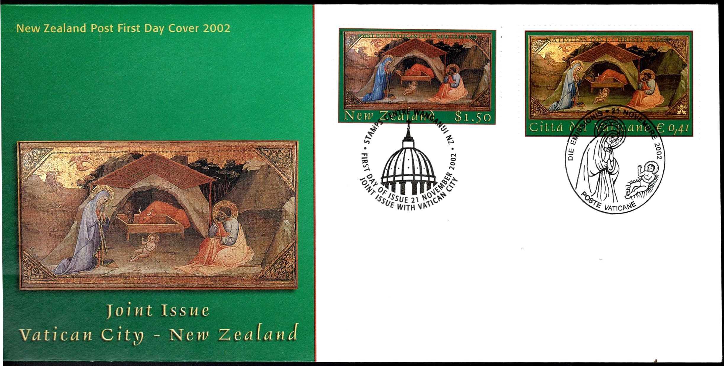 New Zealand 2002 Vatican City - Joint Issue - The Nativity FDC ...
