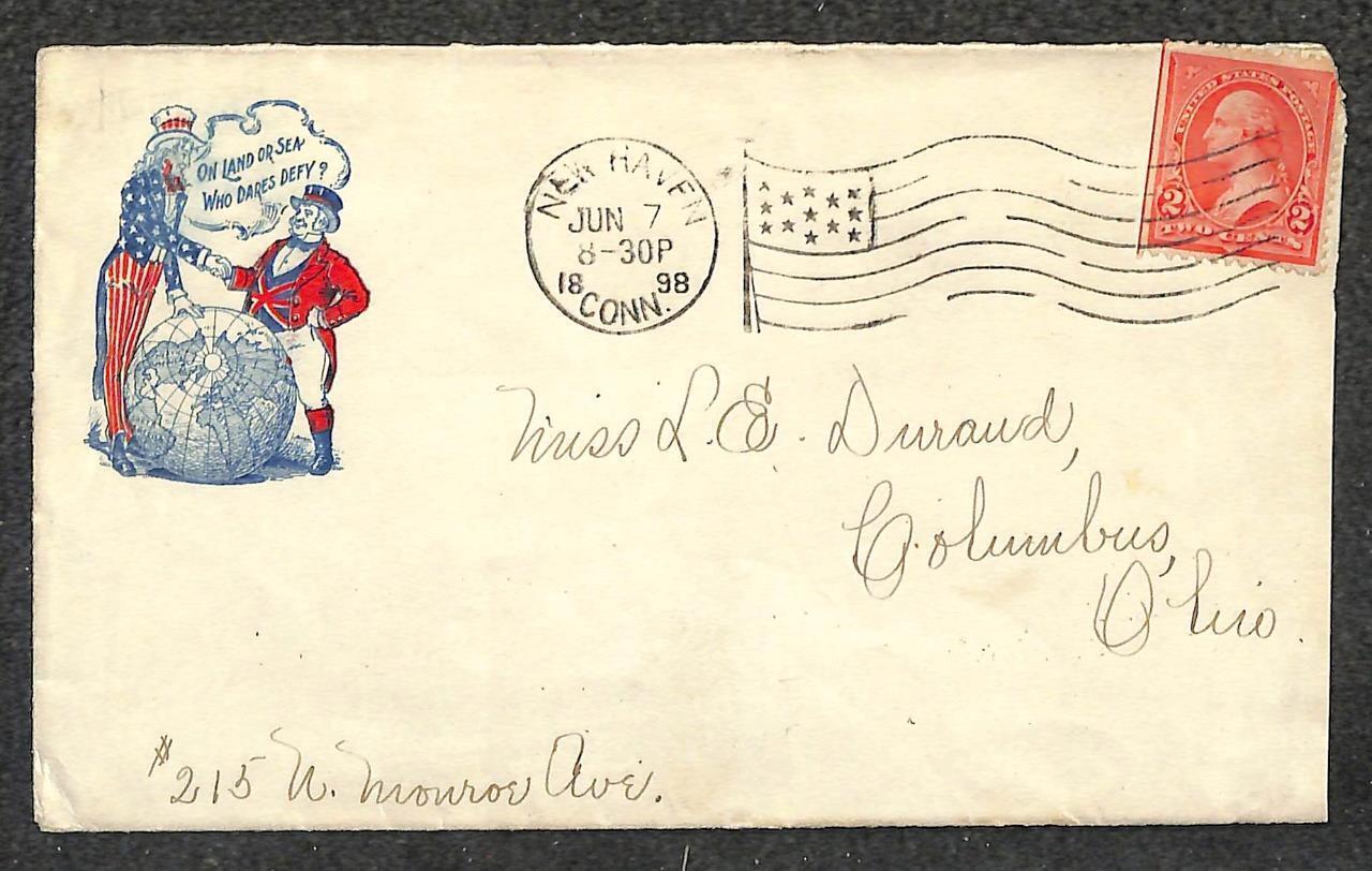 267 Stamp Spanish American WAR Uncle SAM Globe Connecticut to Ohio ...
