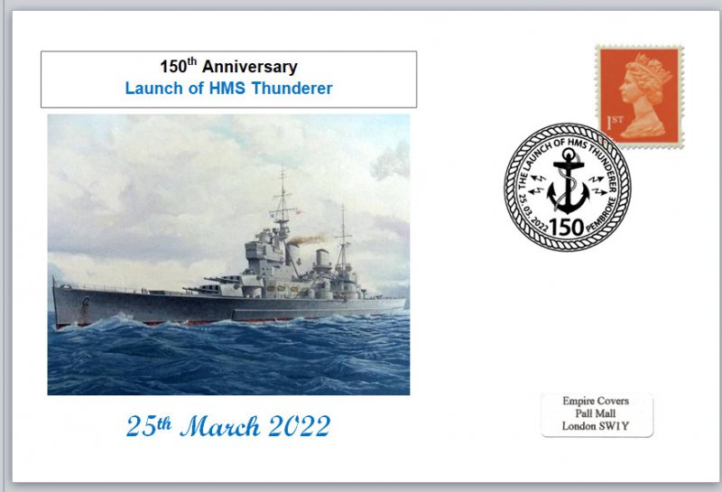 GB 2022 launch of HMS thunderer naval militaria post card superb used ...
