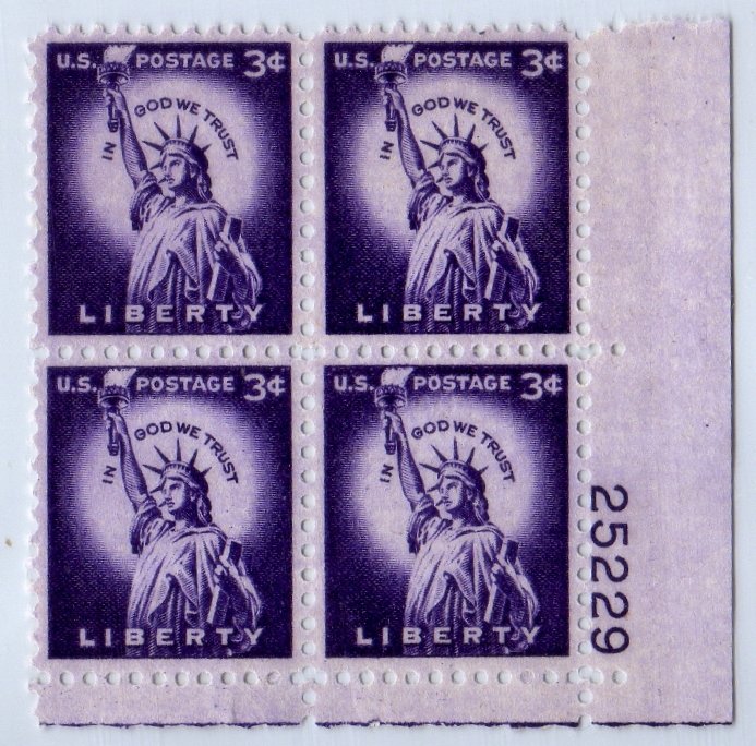 1035 3c Liberty 25229 LR Plate Block | United States, General Issue ...