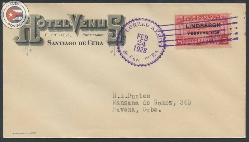 Cuba 1928 First Flight Cover Santiago - Havana | February 24 1928 ...