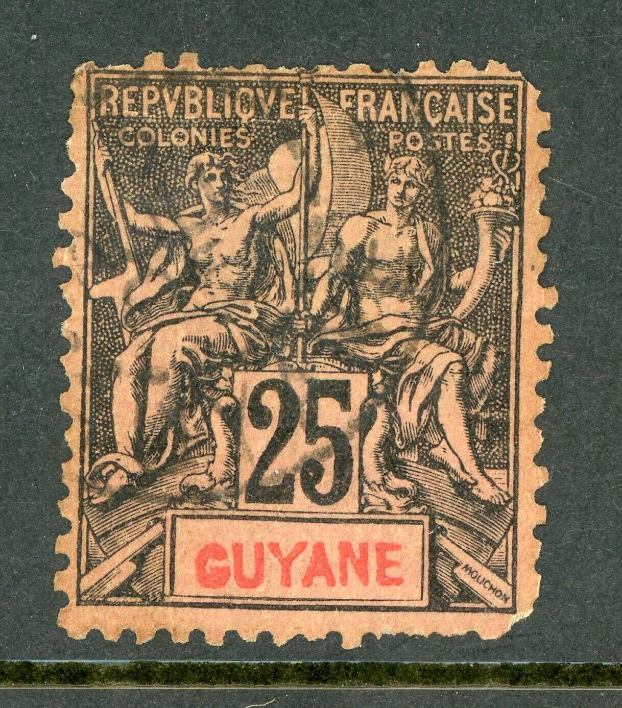 Guiana 1892 French Colony Guyane 25¢ Scott #42 VFU I411 | Europe ...