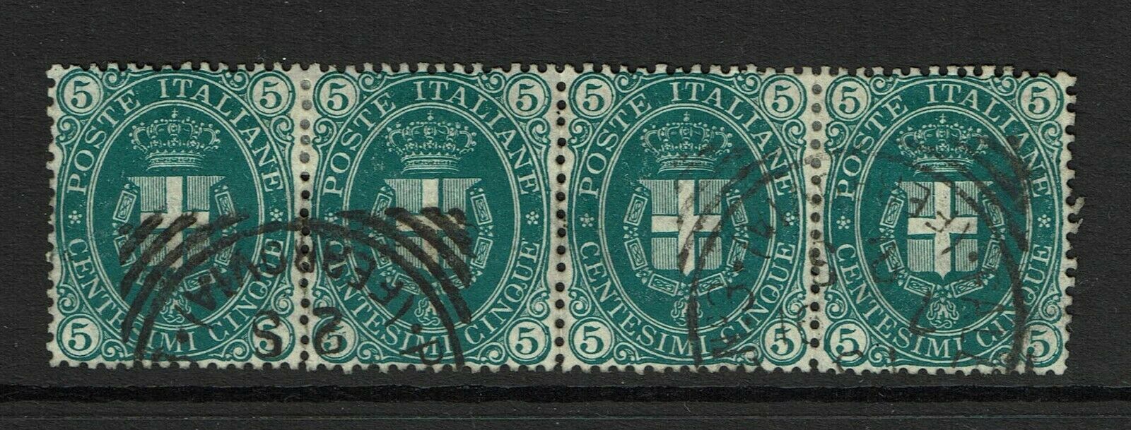 Italy SC# 75 strip of 4, Used, multiple hinge rems - S15262 | Europe ...