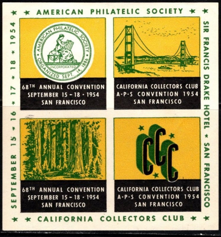1954 US Poster Stamp 68th American Philatelic Society California ...