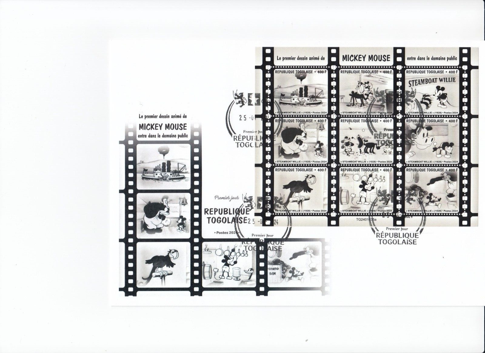 Disney Togo 2024 the First Animated Design Mickey Mouse Sheet FDC ...